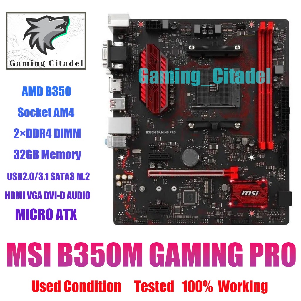 MSI B350M GAMING PRO B350 Motherboard MATX AM4 DDR4 USB 3.1 PCI-E 3.0 M ...