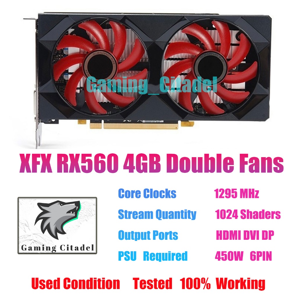 XFX AMD Radeon RX560 4GB 896SP GDDR5 PCI-E Graphics Video Card DP DVI ...