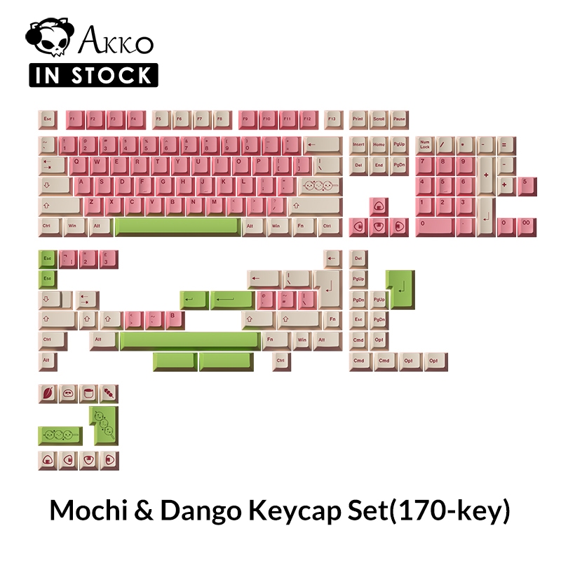 Akko Mochi & Dango 170-Key PBT Dye-sub Full Keycap Set for Mechanical ...