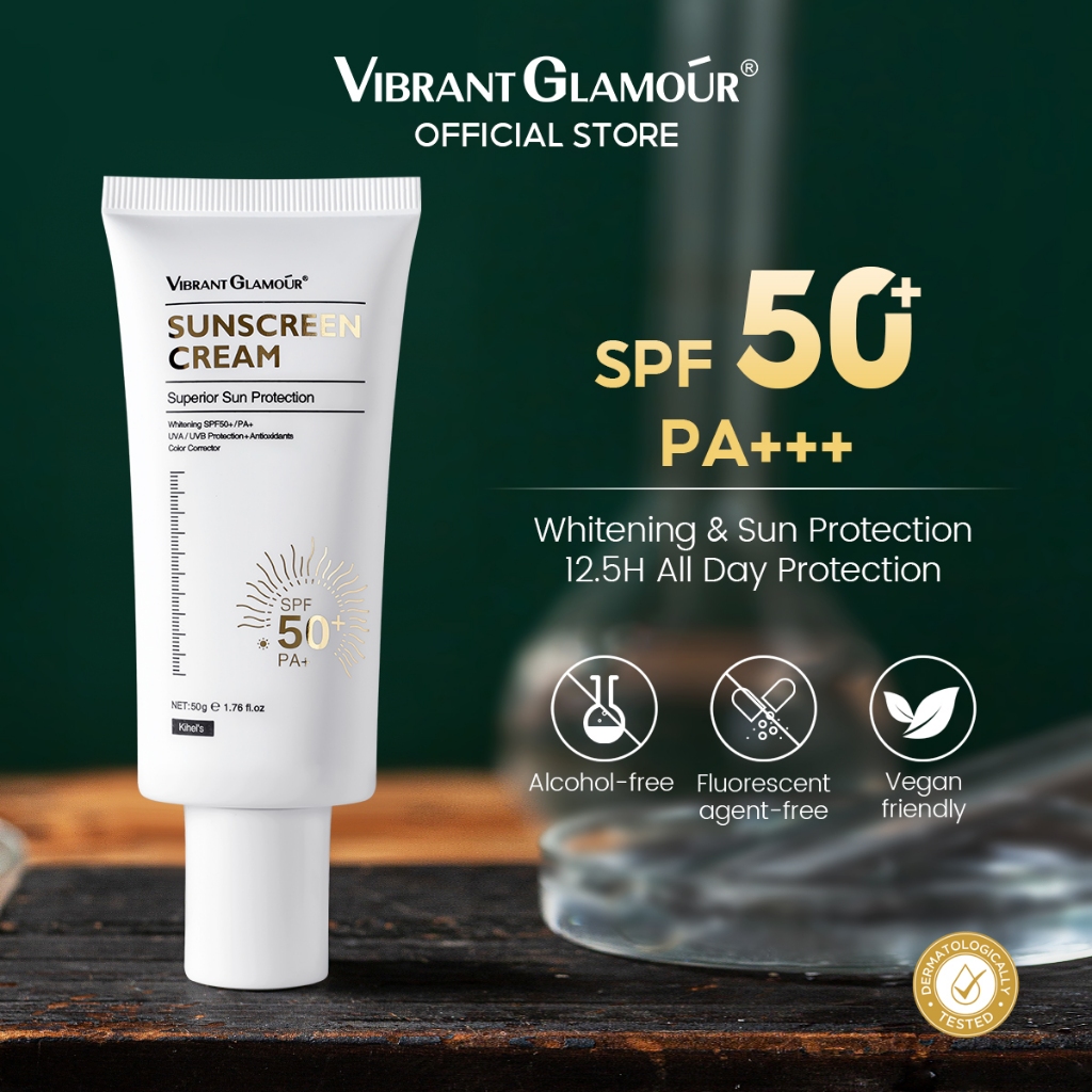 VIBRANT GLAMOUR Whitening Sunscreen Cream SPF50+ UVA/UVB Skin Protect ...