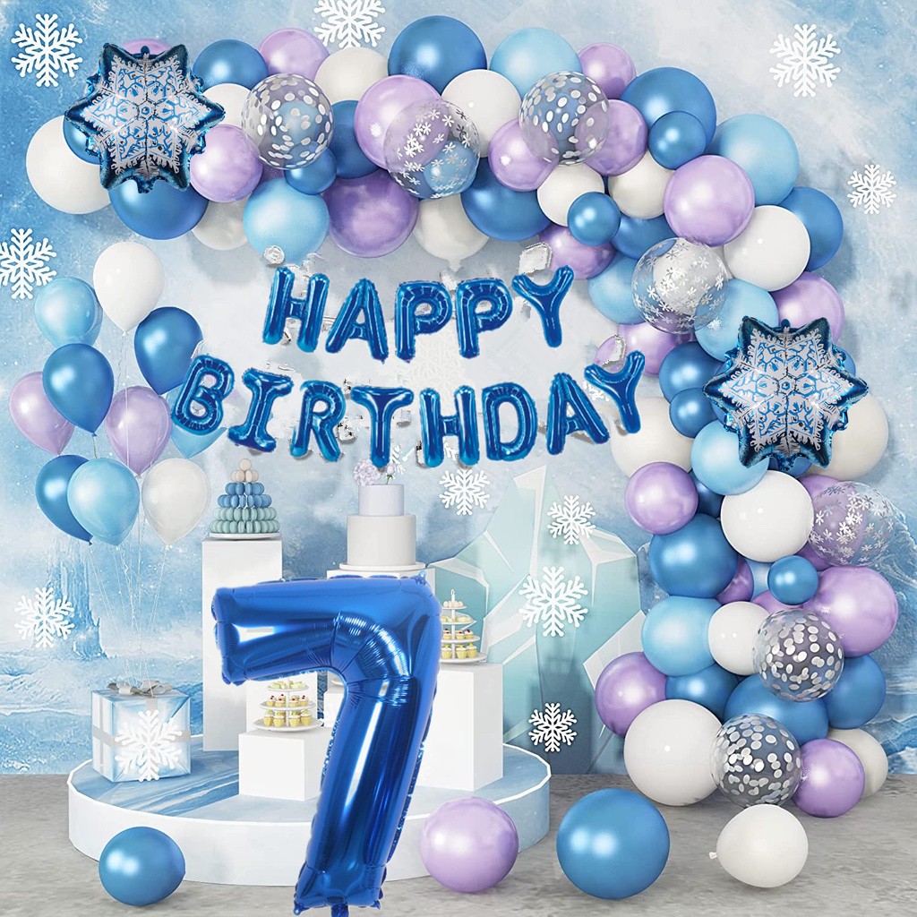 Frozen Theme Party Balloon Set Snowflake Foil Girl's Balloon Birthday ...