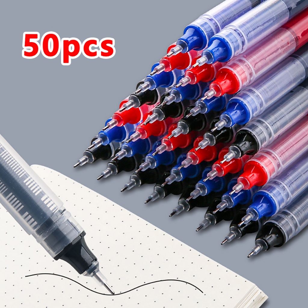 50pcs Needle Tube Gel Pen 0.5mm Straight Liquid Pen High Capacity ...