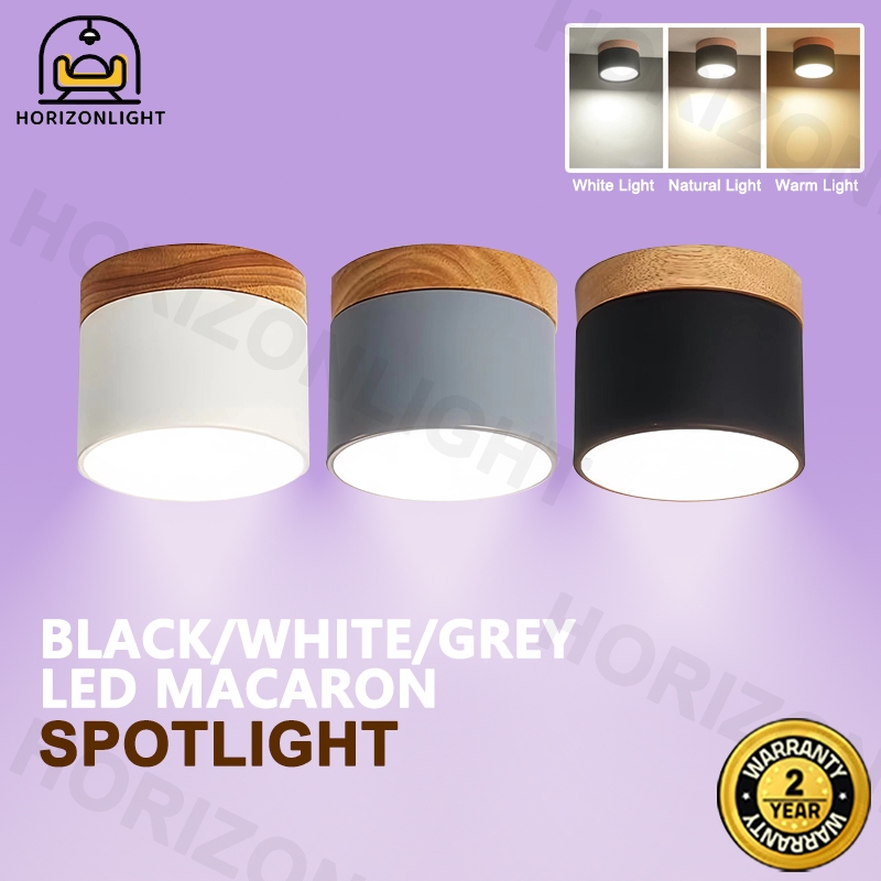 Nordic Tri Color Ceiling Light Macaron Spotlight LED Downlight Wood ...