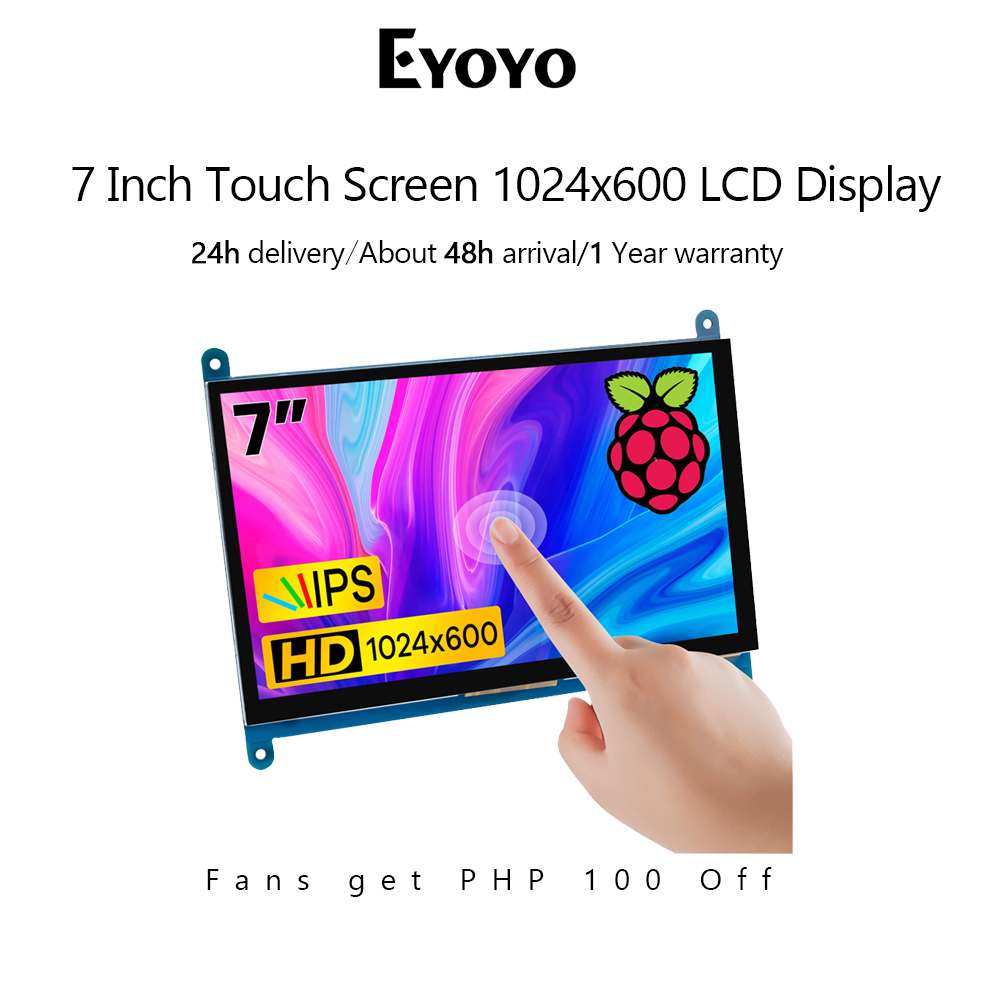 Eyoyo 7 Inch LCD HDMI Display Screen 1024x600 Ultra HD Display Screen Capacitive Touch Screen ...
