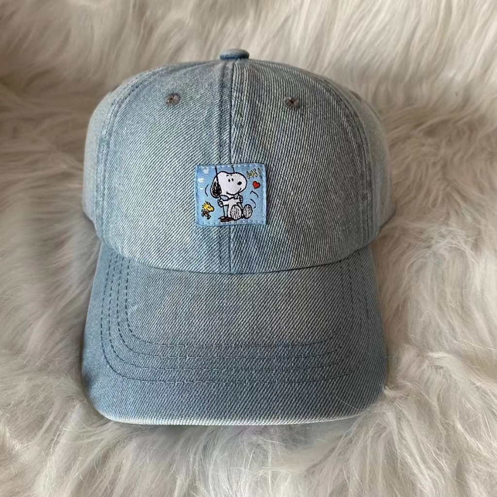 New Japanese Cartoon Snoopy Light Blue Distressed Cap Baseball Cap Sun ...