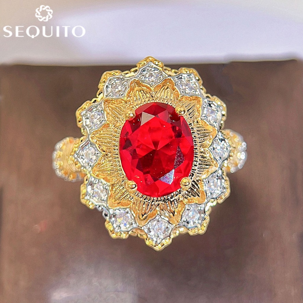 SEQUITO Precious Flower Adjustable Finger Rings Paved AAA Cubic Zircon ...