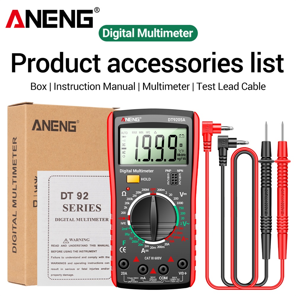 ANENG DT9205A high definition digital true RMS sheath AC/DC voltage and ...