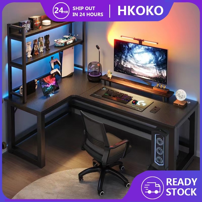 Gaming table computer table Carbon Fiber Gaming L Shape Gaming Desk ...
