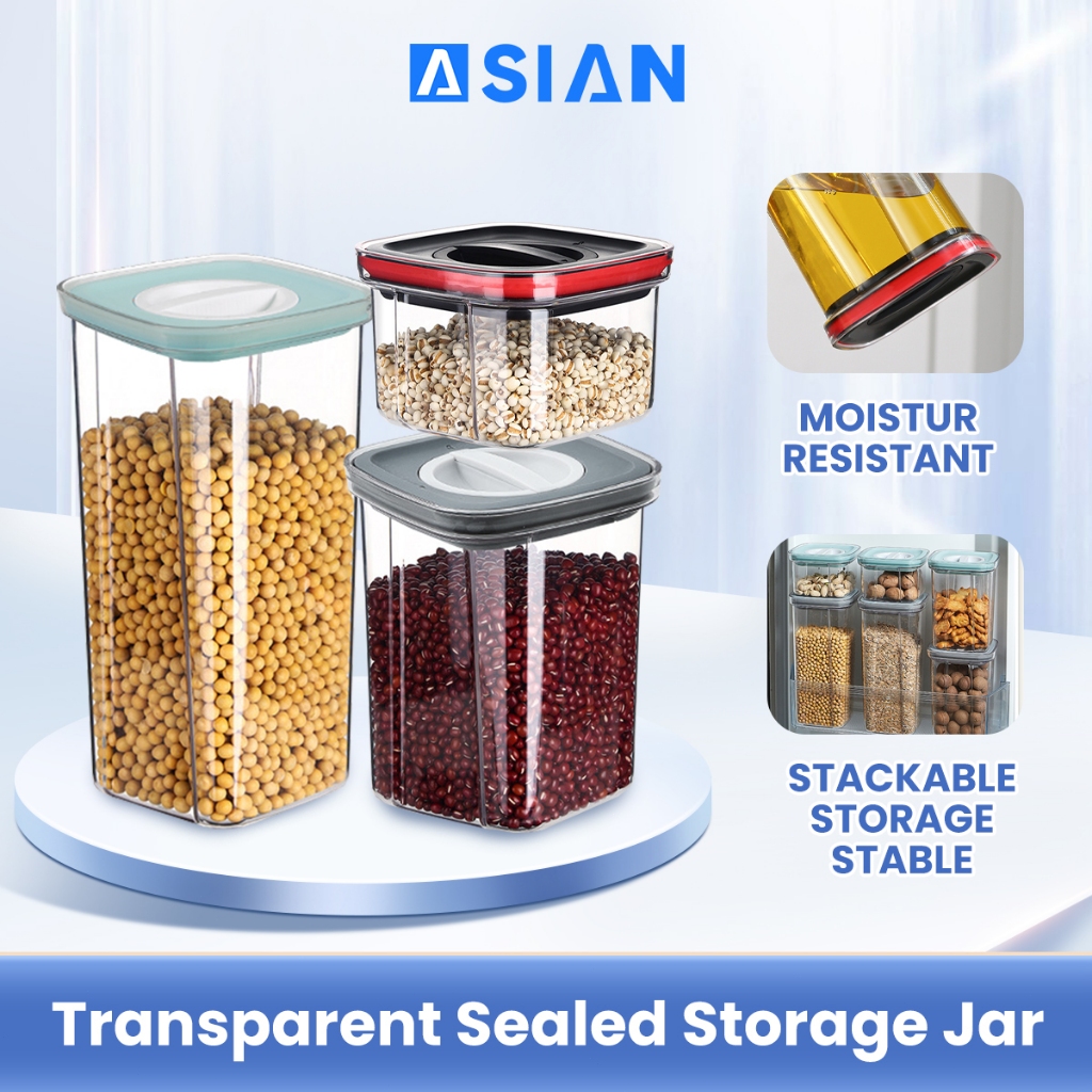 ASIAN Cereal Storage Container Airtight Food Fresh Box Square Clear ...