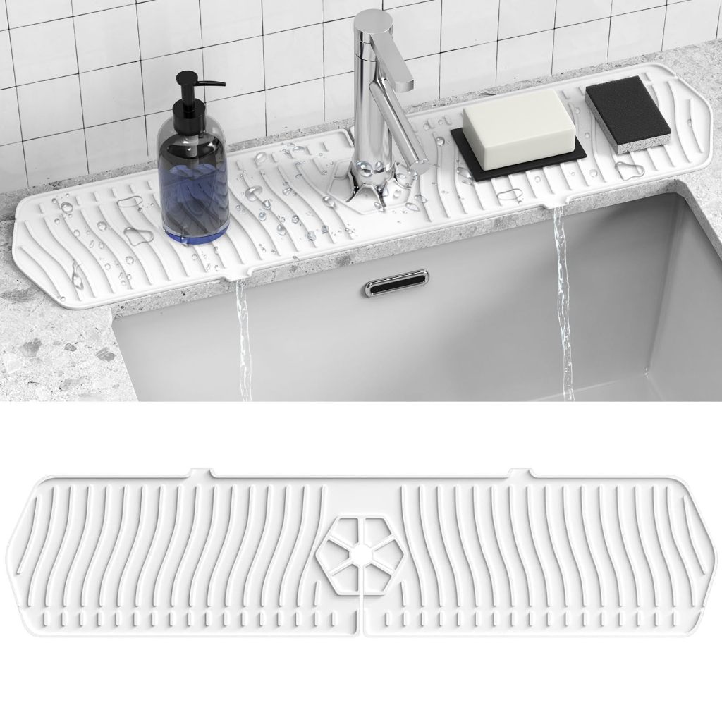 Silicone Sink Splash Guard, 24"/61cm Faucet Mat, Faucet Handle Drip ...