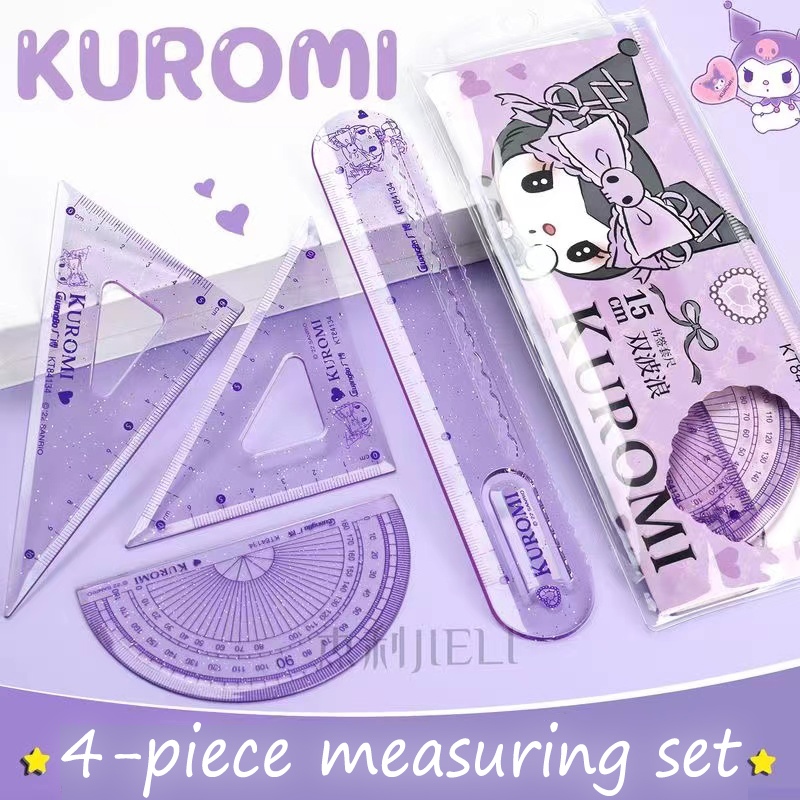 Sanrio 4 In 1 Ruler Kuromi Angle Ruler Protractor Triangle Ruler ...