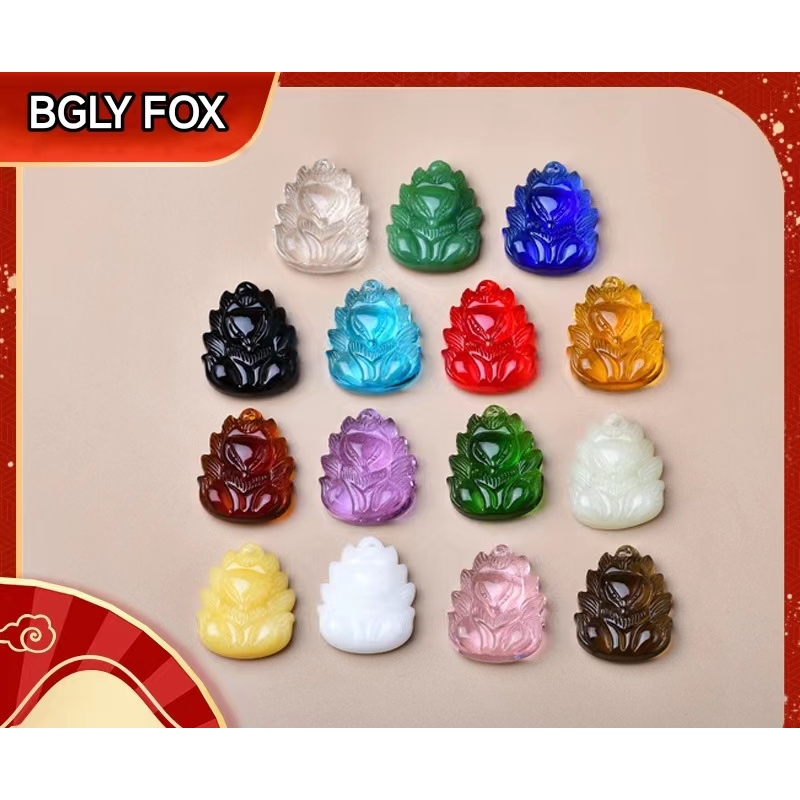 BGLY 15 Colors Jade Fox Queen Amulet Natural Stone Crytral for Nine ...