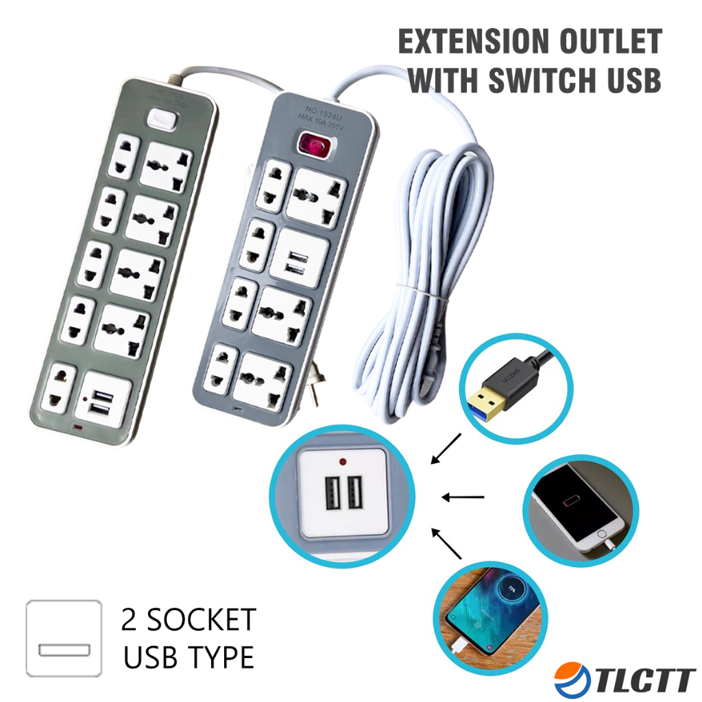 Cable Power Supply Power Board Socket Line Equipmen with switch USB ...