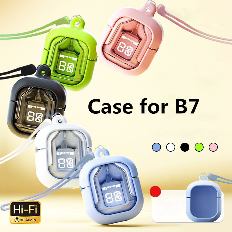 B7 Earphone Silicone Case With Lanyard Waterproof Solid Color Case Soft ...