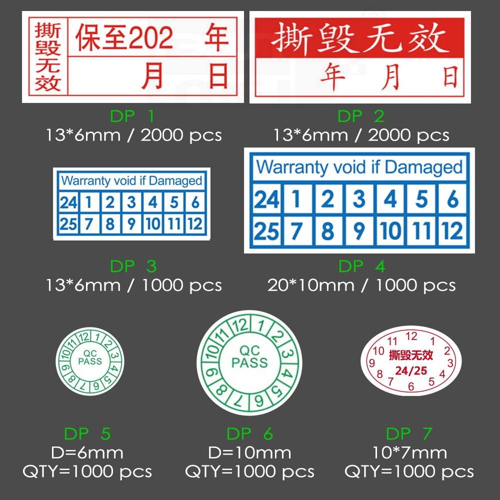 1000 pcs disposable warranty date sticker paper invalid torn fragile ...