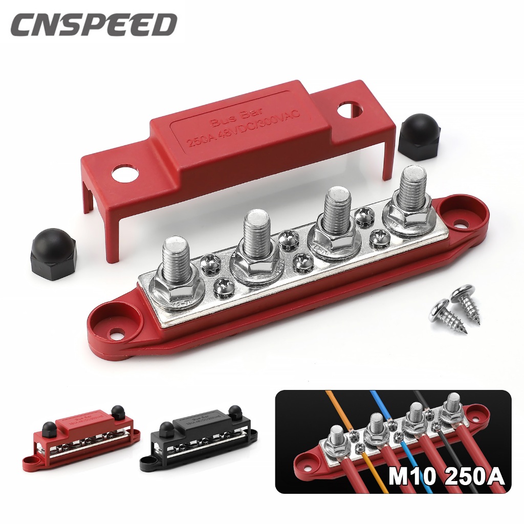 48V M10 Terminal Block Bus Bar 4 x 3/8" Posts 6 x #8 Screws ...