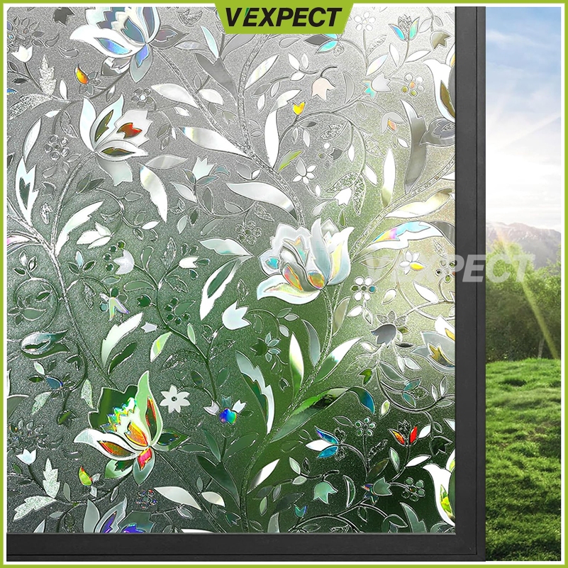 Window Film Sticker 3D Rainbow Static Cling Window Sticker Removable ...