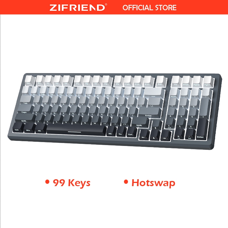 ZIFRIEND K82/K99 Mechanical Keyboard Side printed Red Switch Lower ...