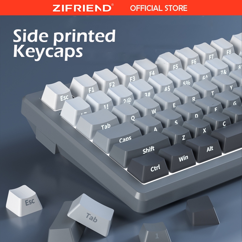ZIFRIEND Gradient keycaps Side printed 130+ pcs PBT Mechanical keyboard ...