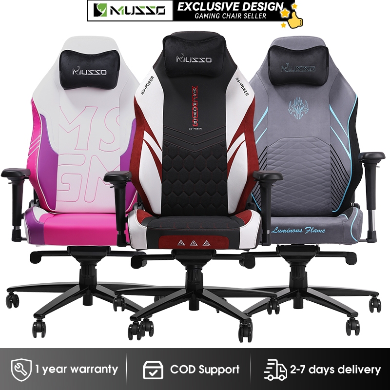 MUSSO GIANT Gaming Chair 4D Adjustable Armrest Memory Foam Headrest and ...