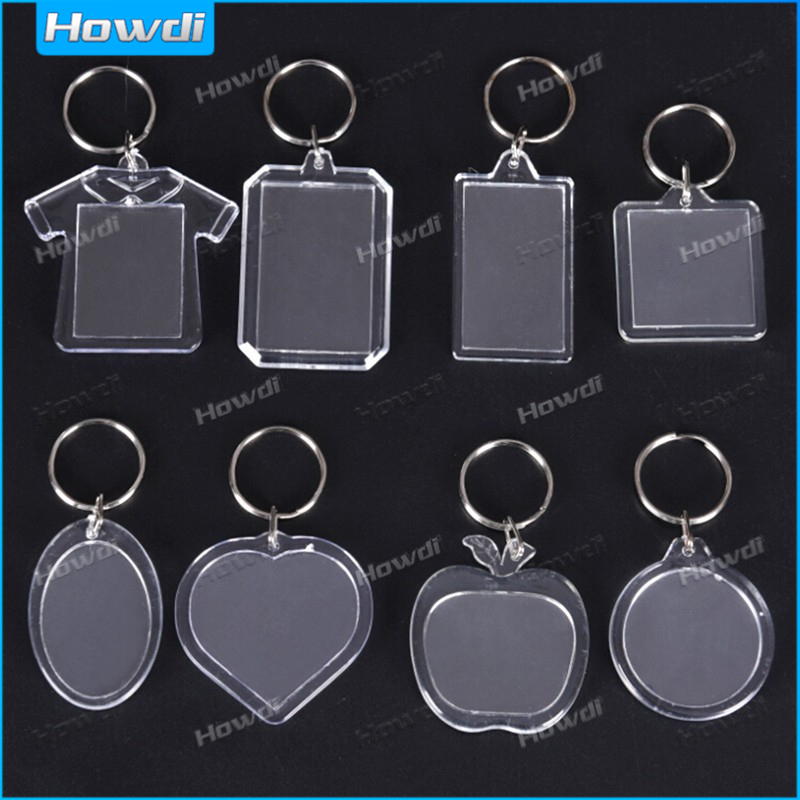 1 PC Photo Frame Keychian Acrylic Picture Frame Keyring DIY Split Ring ...
