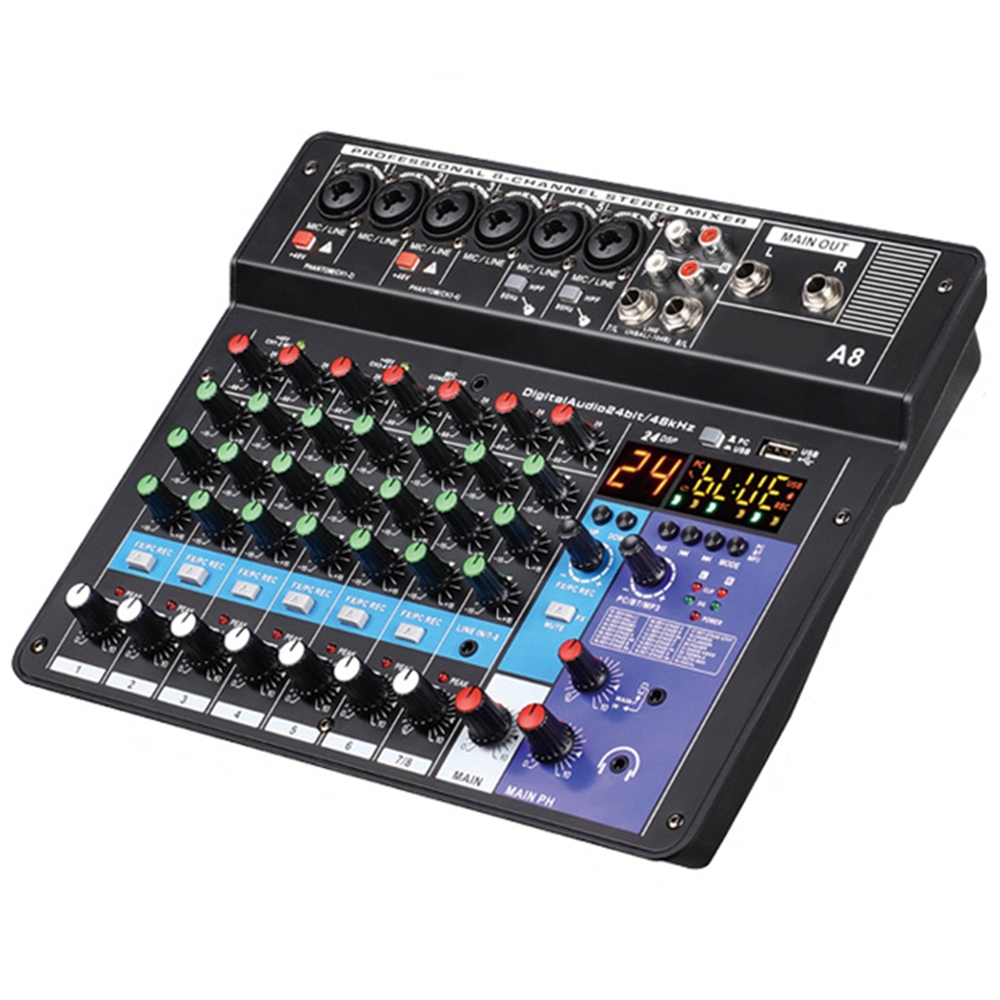 Professional 8-channel digital mixer sound card microphone mobile phone ...