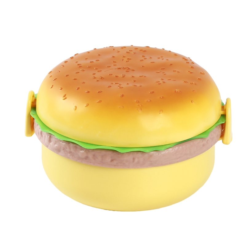 Child Creative Cute Burger Shape Lunch Box Portable Round Multi-layer ...