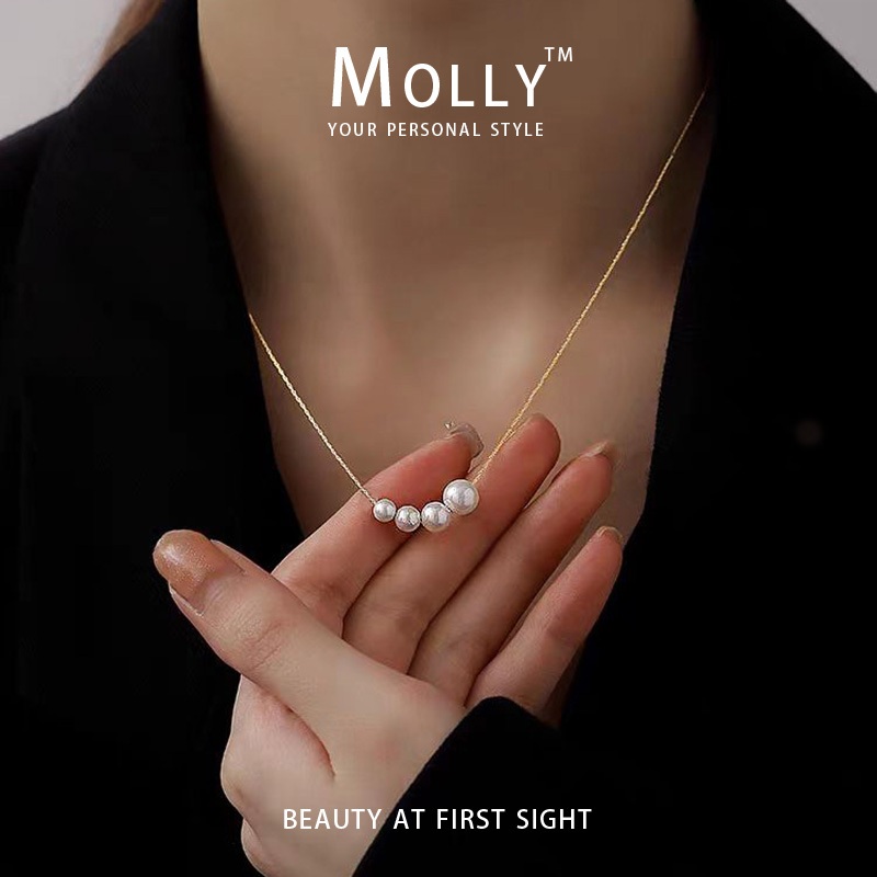 MOLLY Stainless Pearl Necklace for Women Gold Plated Non Tarnish ...