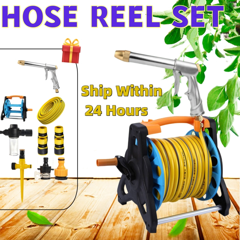 【Ready Stock】30M Water Hose Garden Hose Reel With Spray Nozzle Complete ...