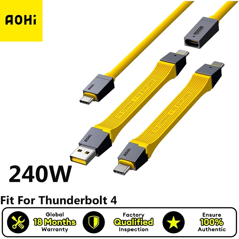 AOHI THE FUTURE 4 IN 1 SPLICABLE USB4 PD 3.1 Cable USB C to C Cable Set ...