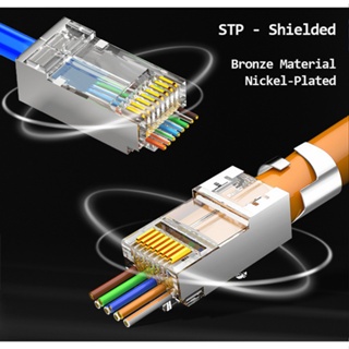 Network RJ45 8P8C Cat7 Pass Through Modular Plug STP Network Connectors ...