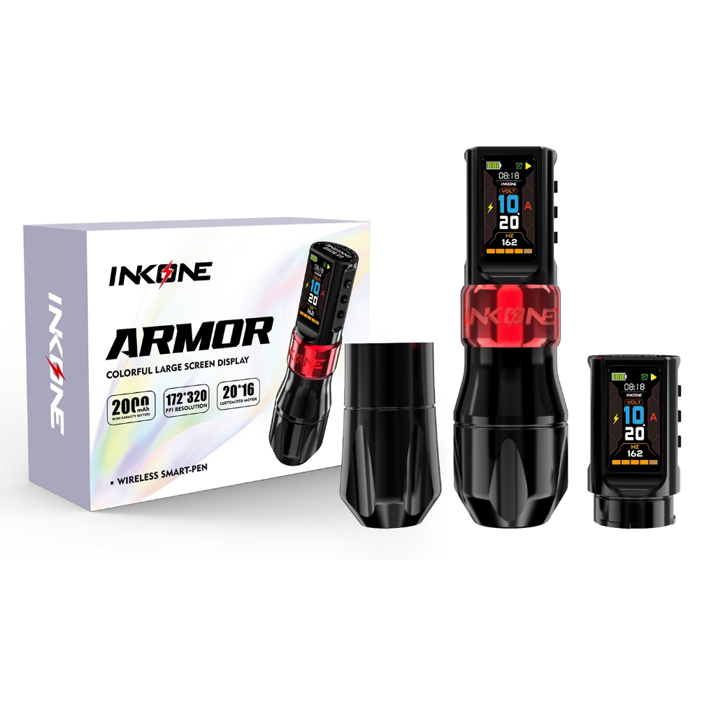 INKONE ARMOR Big Screen Tattoo wireless Machine Pen two Battery Two ...