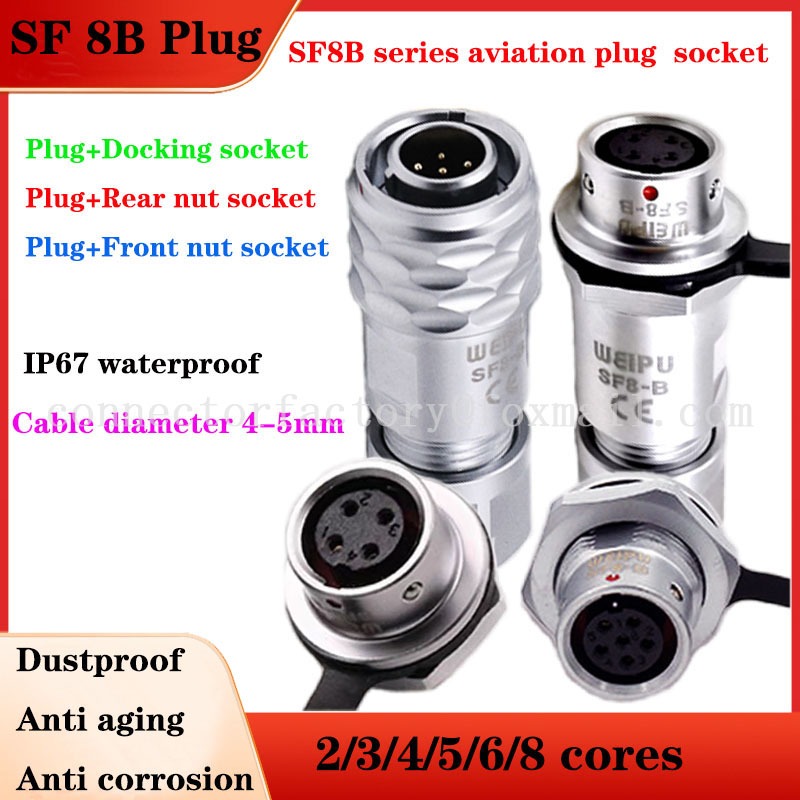 Aviation plug socket SF8B docking/front and rear nut socket IP67 ...