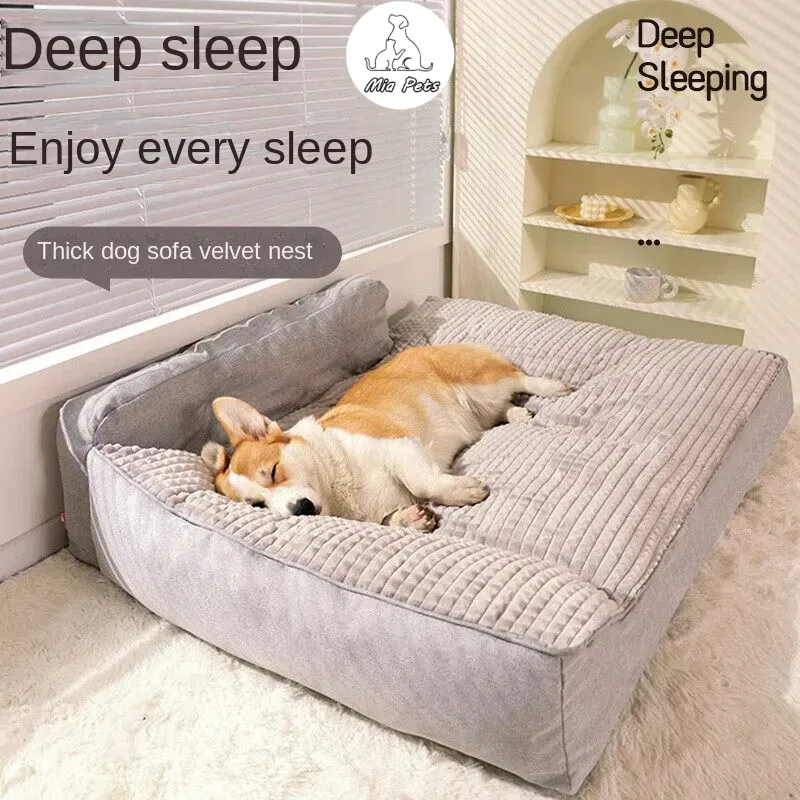 Warm dog kennel large dog sleeping pad removable and washable pet pad ...