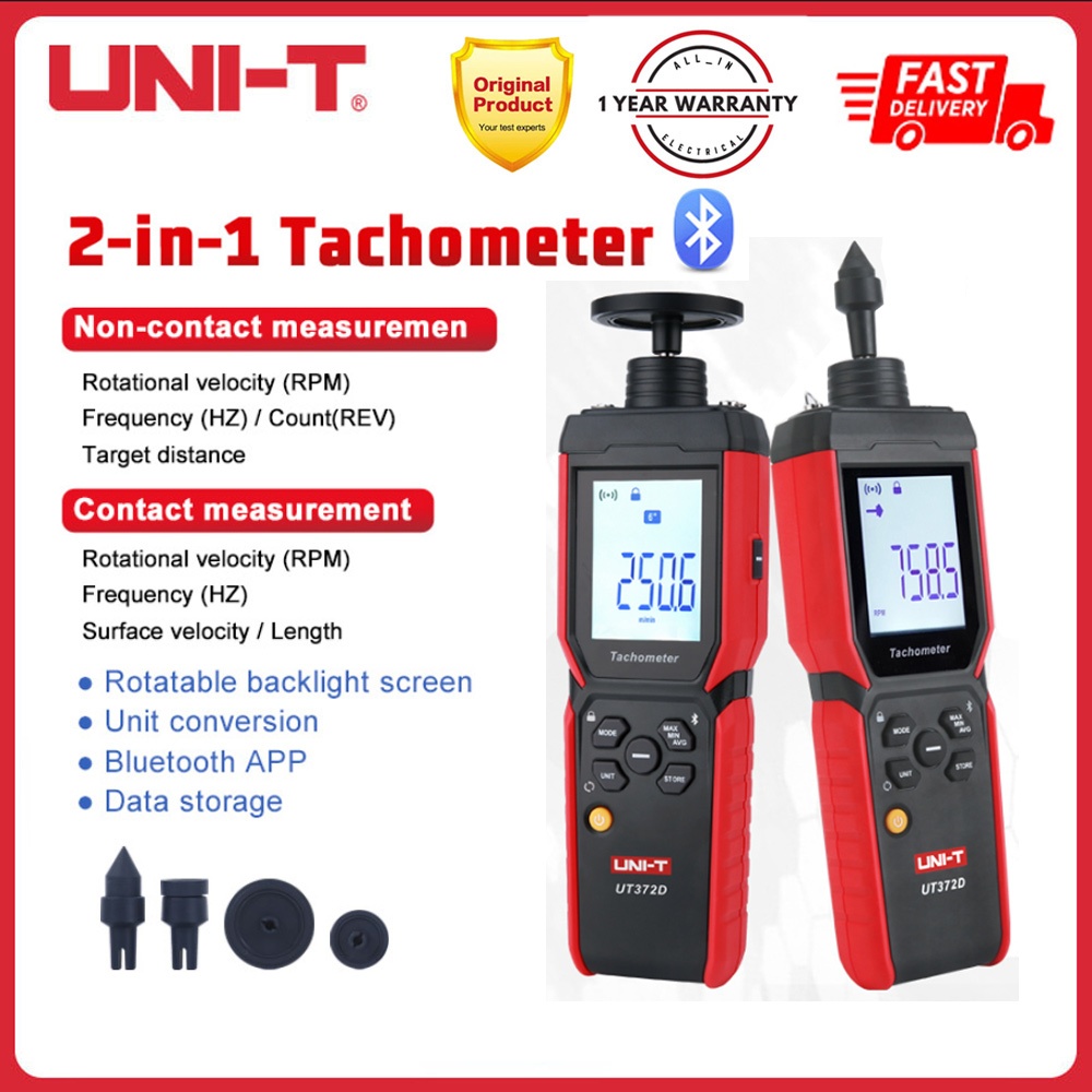 UNI-T Speed Tachometer 2-in-1 UT372D Laser Tachometer Contact And Non ...
