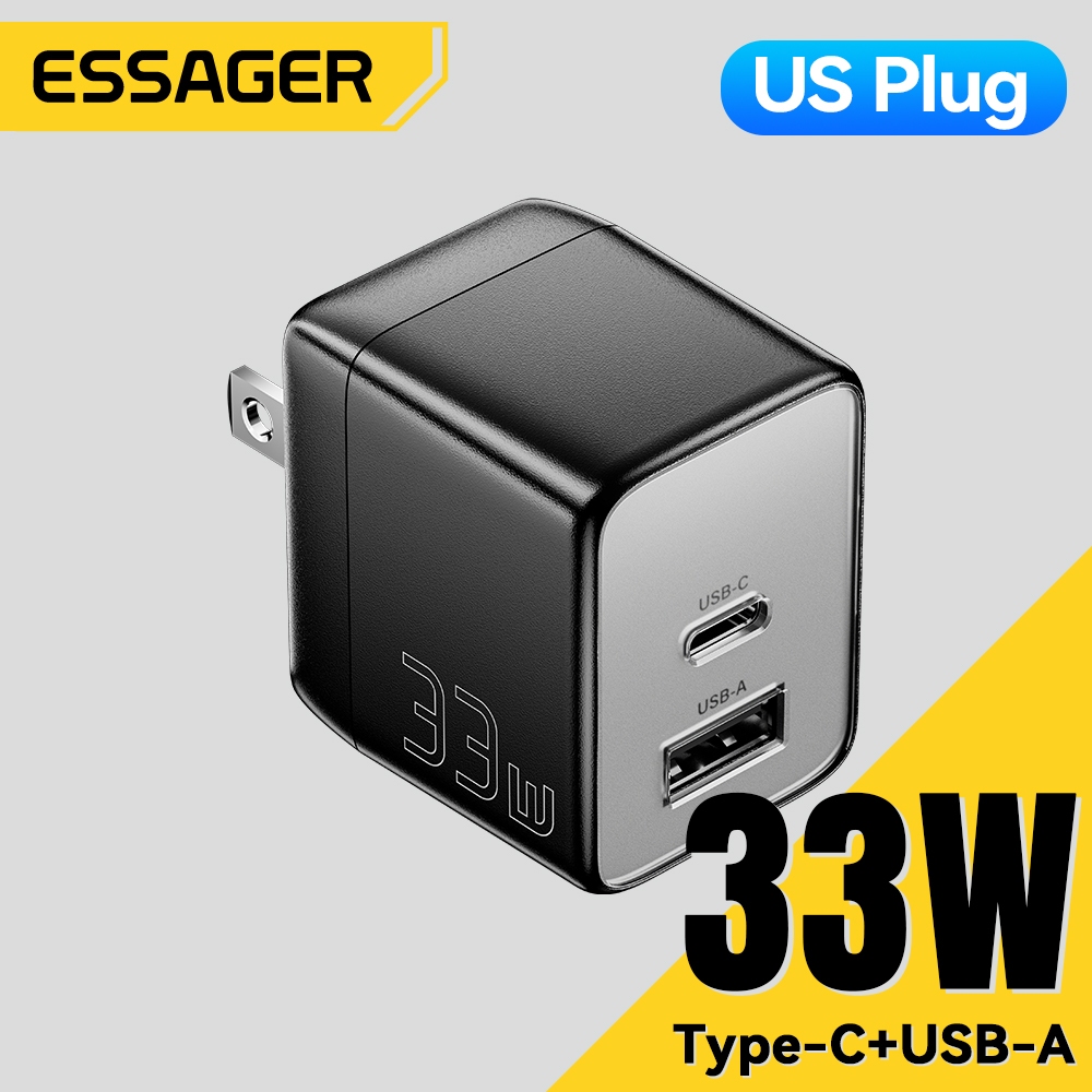Essager Gan 33W Type C Usb Fast Charger For US EU UK SoC adapter ...