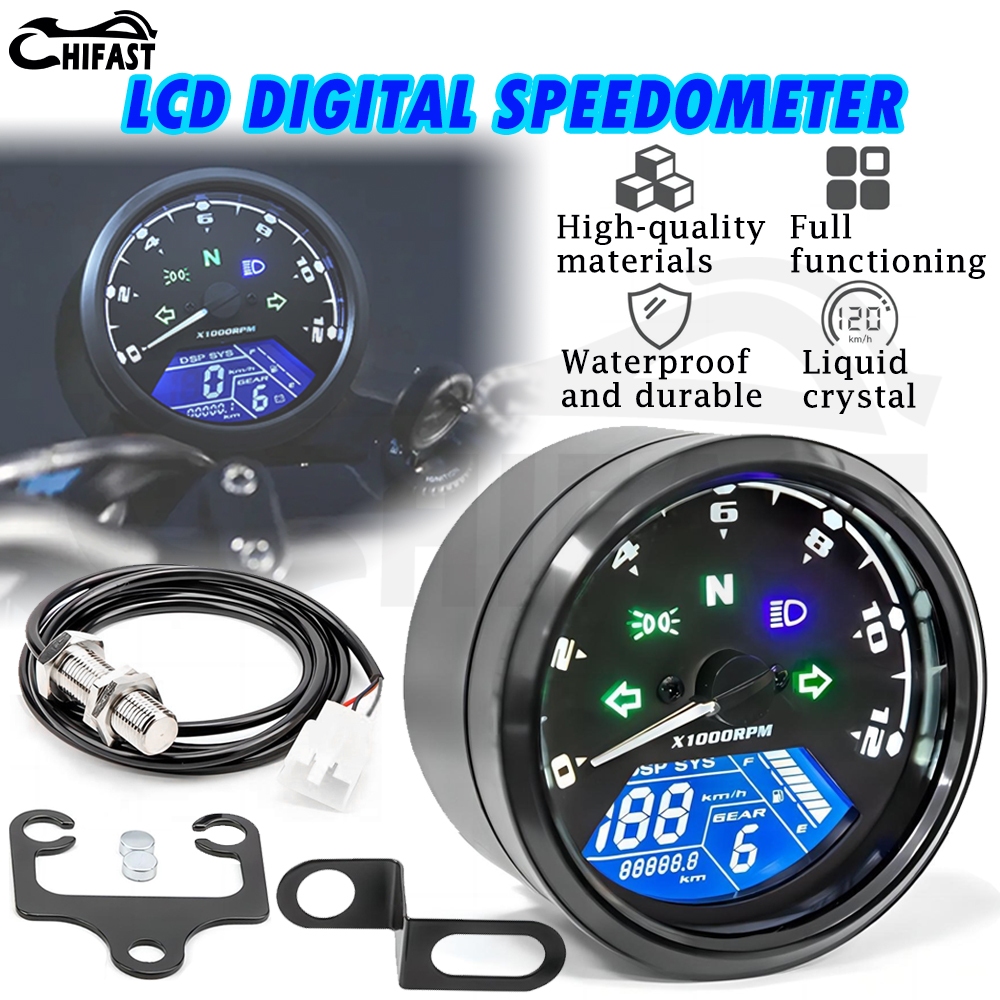 HIFAST Motorcycle Universal 12 V Speedometer RPM meter Odometer Digital ...