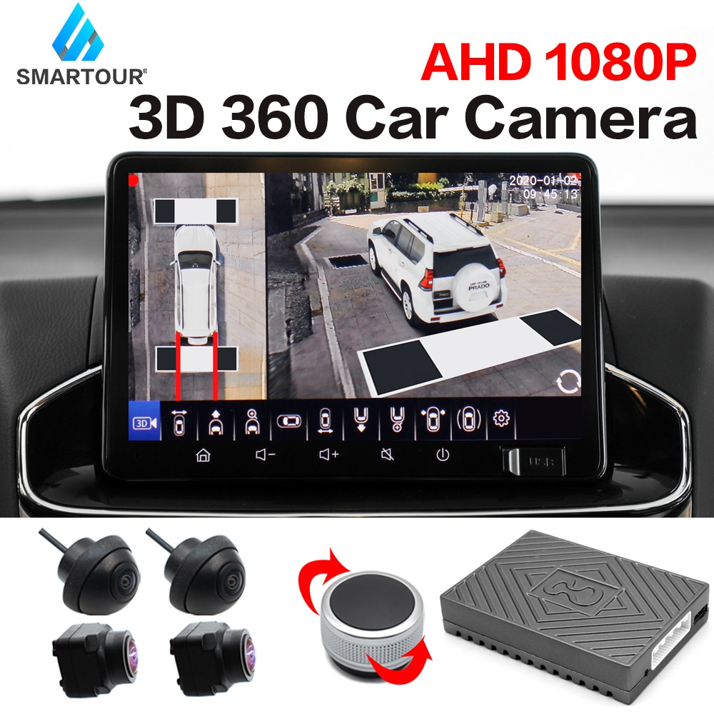 3D 360 Degree Bird View System Car DVR Reversing Camera Recording ...