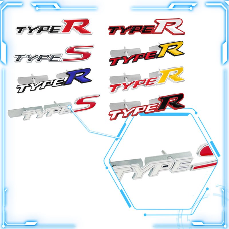 3D Metal Type S Type R Emblem Badge Sticker Decal for Honda Civic Typer ...
