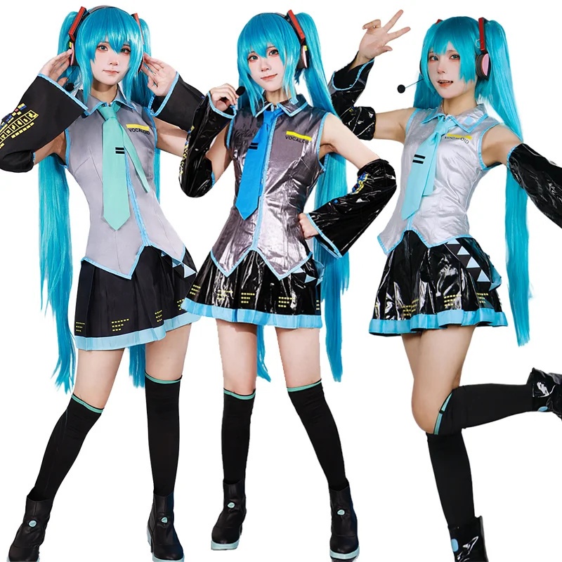 Anime Miku Cosplay Costume Wig Headwear Full Set Props Miku Cosplay ...