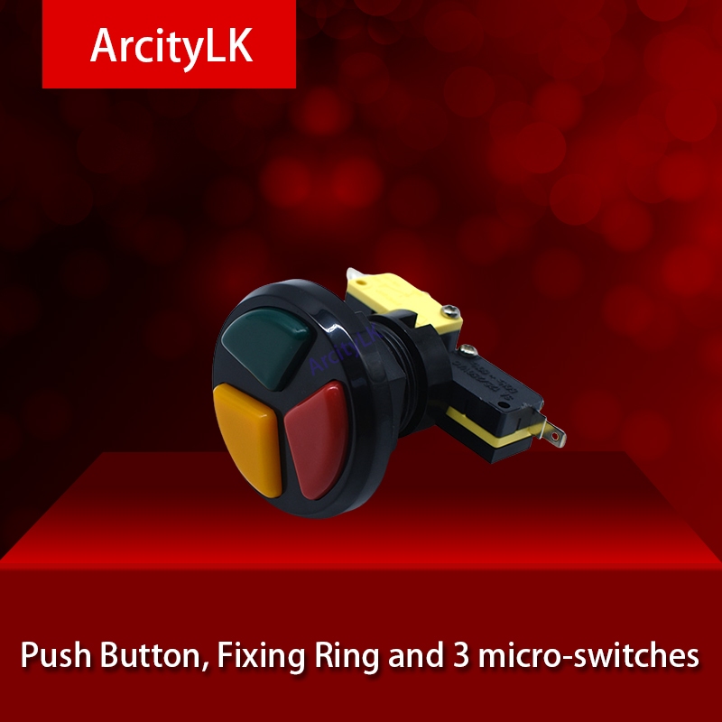 3 In 1 Arcade Game Push Button Triple Color with 3 Micro-switch For ...