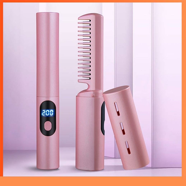 2 in 1 Straight hair comb Wireless Hair Straightener and Curler USB ...