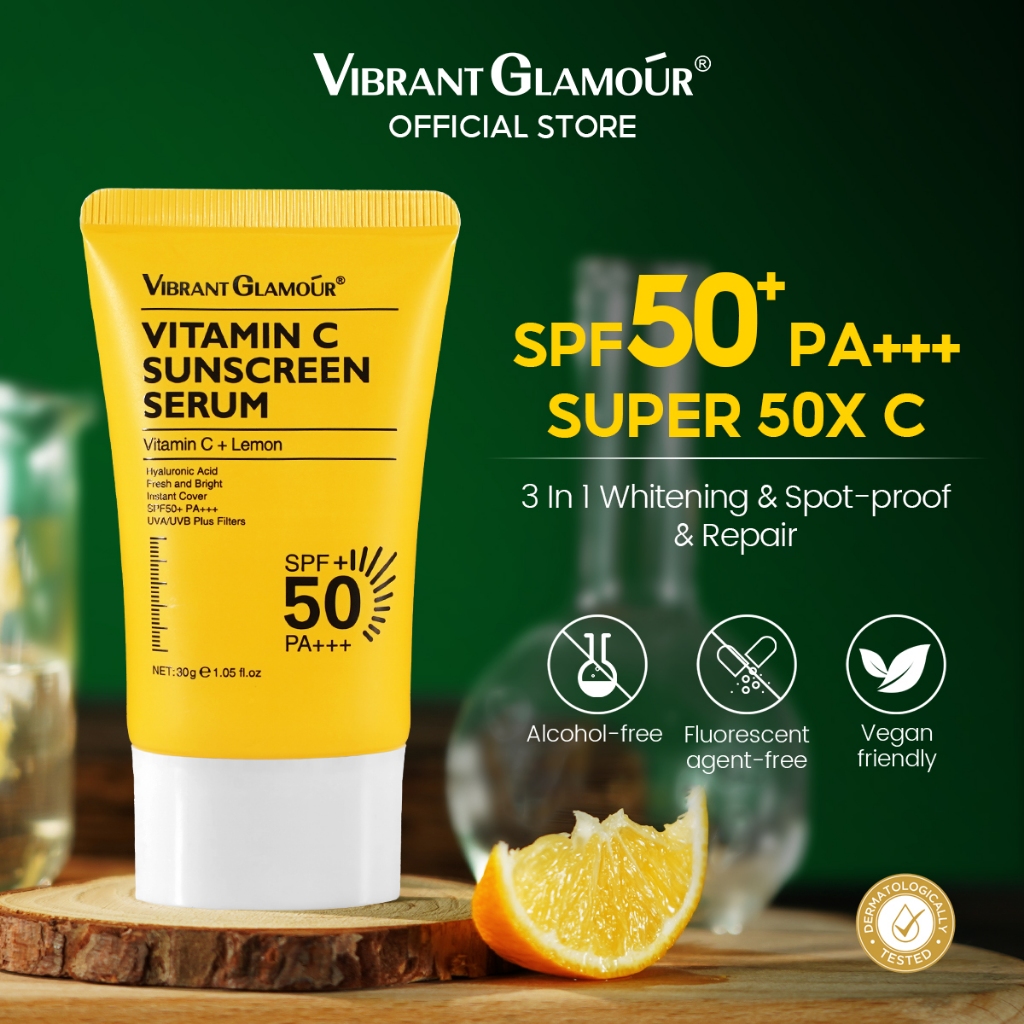 VIBRANT GLAMOUR Vitamin C Sunscreen Serum SPF 50+ PA+++ UVA/UVB ...