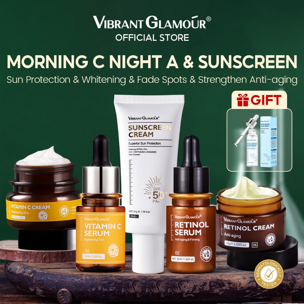 VIBRANT GLAMOUR Retinol Vitamin C Sunscreen Set Retinol VC Face Cream ...