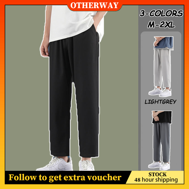 OTHERWAY Korean Slacks Loose Straight Pants for Man Plus Size Plain ...