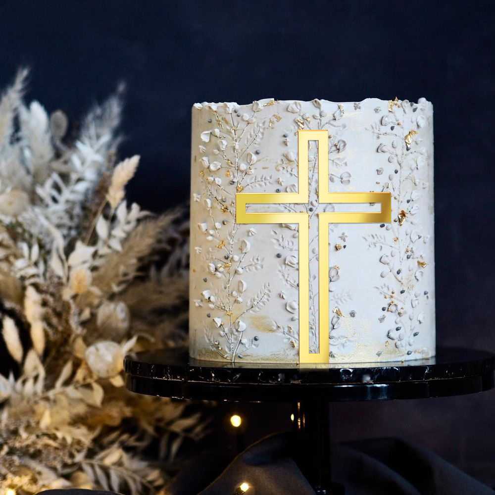 Cross Cake Topper Gold Acrylic Baptism Christening Communion Cake ...