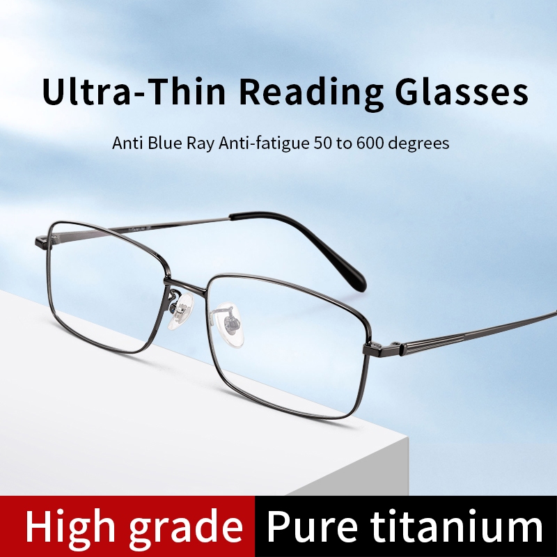 Pure Titanium Ultra-Thin Reading Glasses Lightweight for Men,Blue Light ...