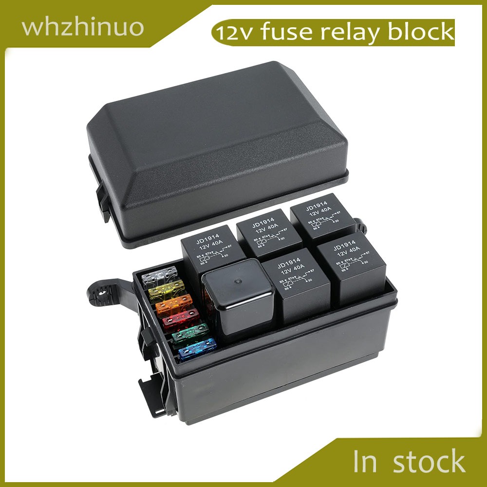 12V Fuse Relay Block With 5Pack 5Pin JD1914 Relays 4Pin Relay Slots and ...