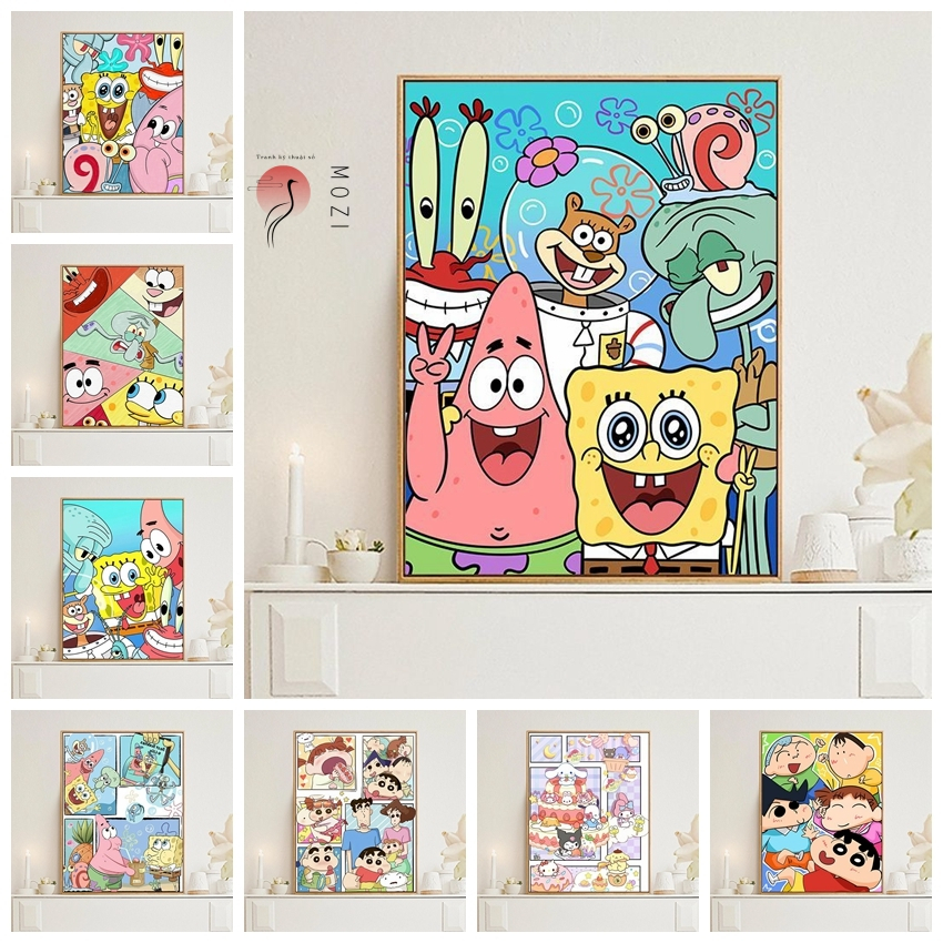 MOZI Spongebob SquarePants 40*50cm Paint By Numbers canvas painting oil ...