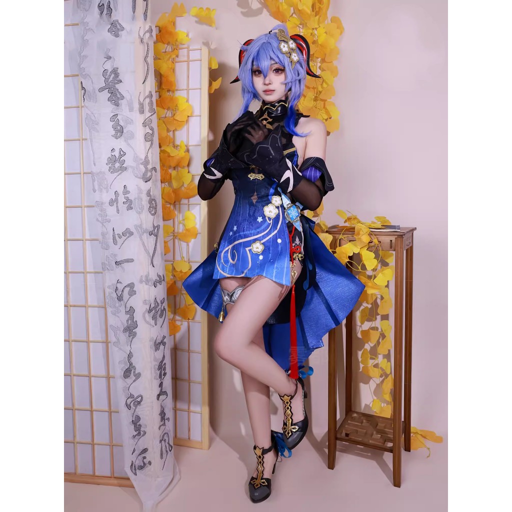 【ready Stock】wudu Genshin Impact Lantern Rite Ganyu Cosplay Costume Twilight Blossom Cos Game